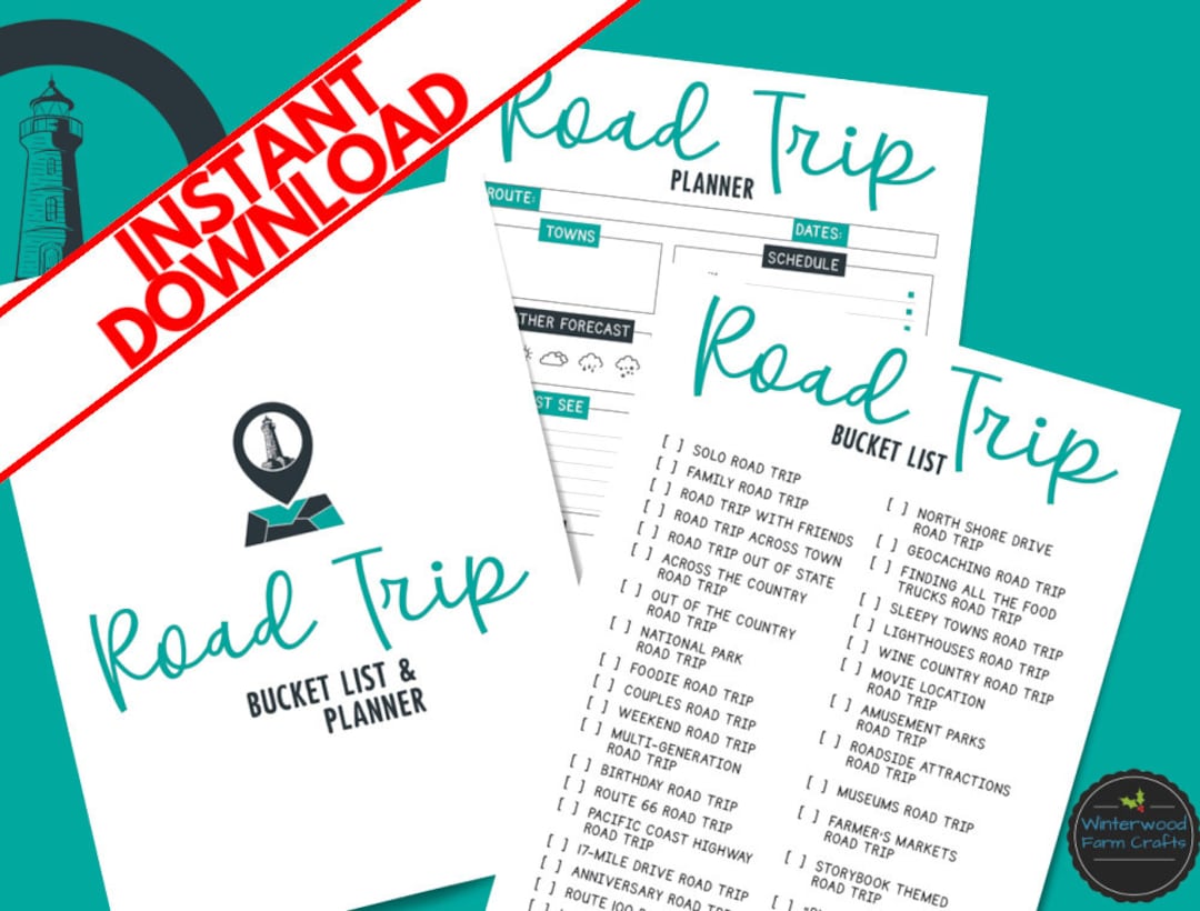 Printable ROAD TRIP PLANNER and Bucket List Bundle | Instant Download ...