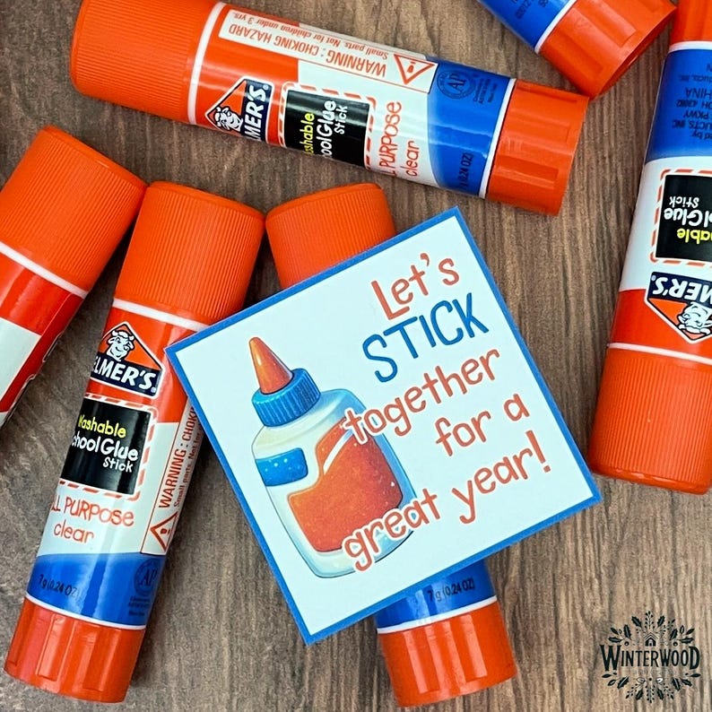 Printable Back-to-school Glue-themed Gift Tags | Punny Teacher ...