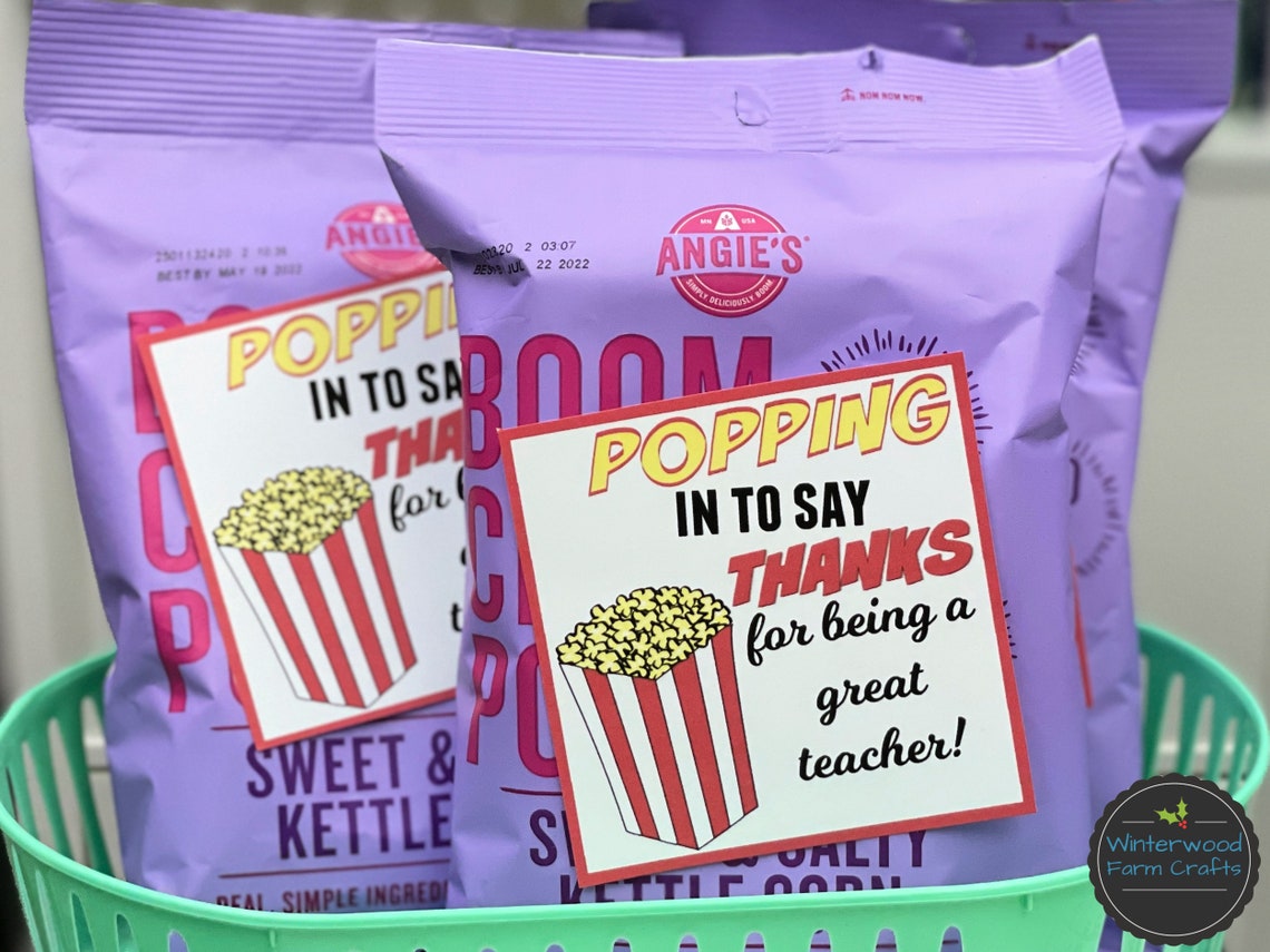 Teacher POPCORN Themed PRINTABLE Gift Tag Teacher - Etsy