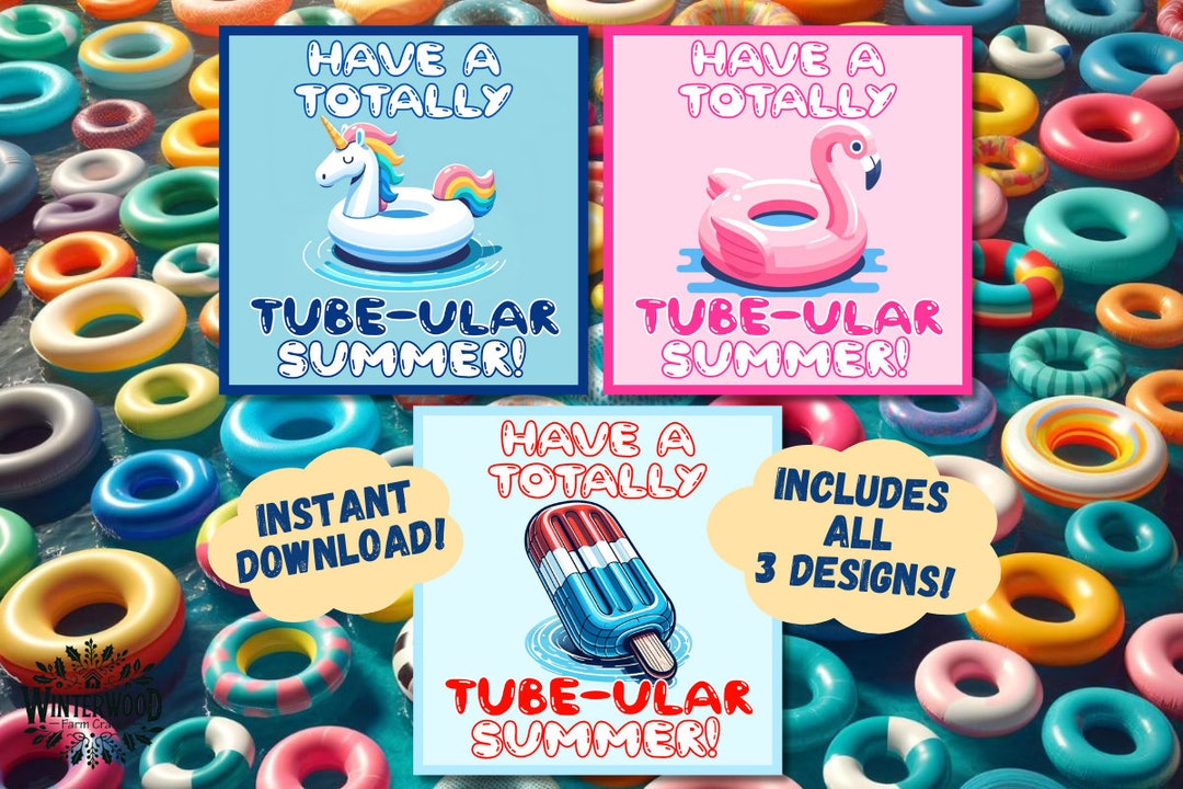TOTALLY Tube-ular Summer Gift Tags Printable Cards | Fun Tubular Beach ...