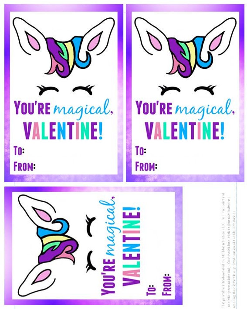 Printable MAGICAL UNICORN Themed Valentines | DIY Cards | Easy Candy ...