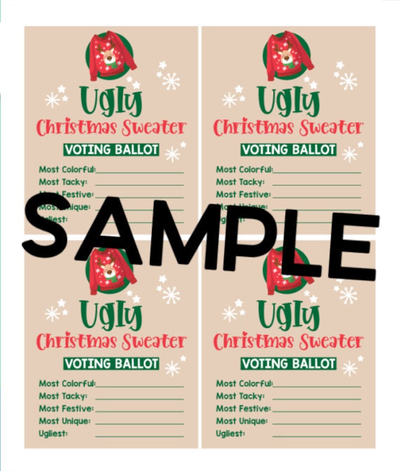 Printable UGLY SWEATER Christmas Party Pack | Invitations Awards Favors ...