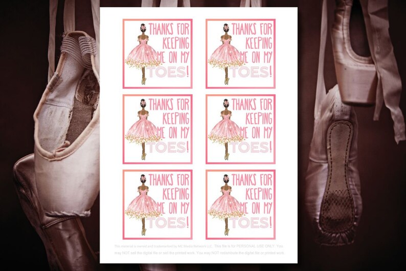 Keeping Me on My Toes BALLET DANCE Teacher Theme Thank You Gift Tags ...