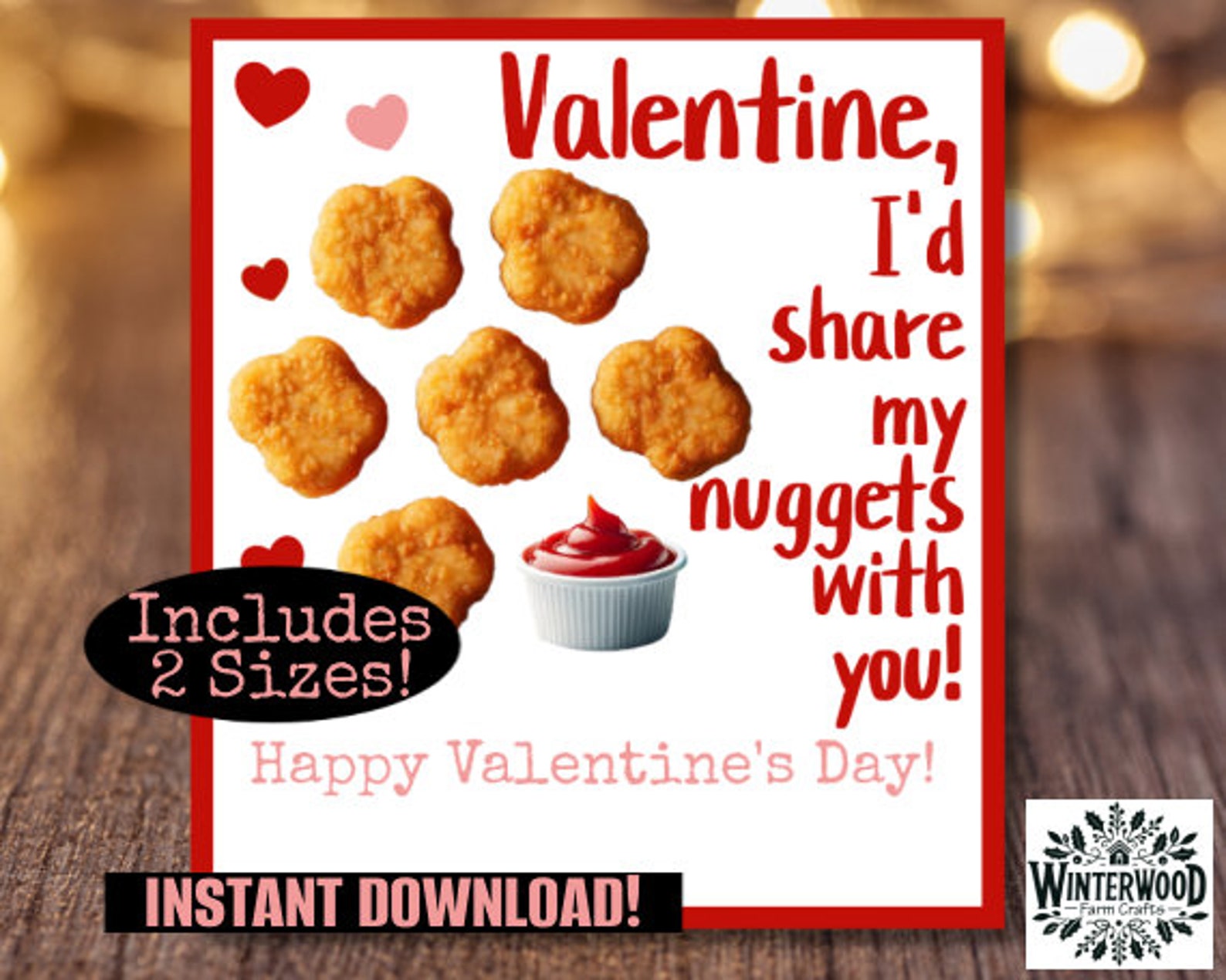 Printable CHICKEN NUGGETS Themed Valentine's Day Cards | Funny Chicky ...