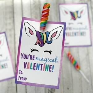 Printable MAGICAL UNICORN Themed Valentines | DIY Cards | Easy Candy ...