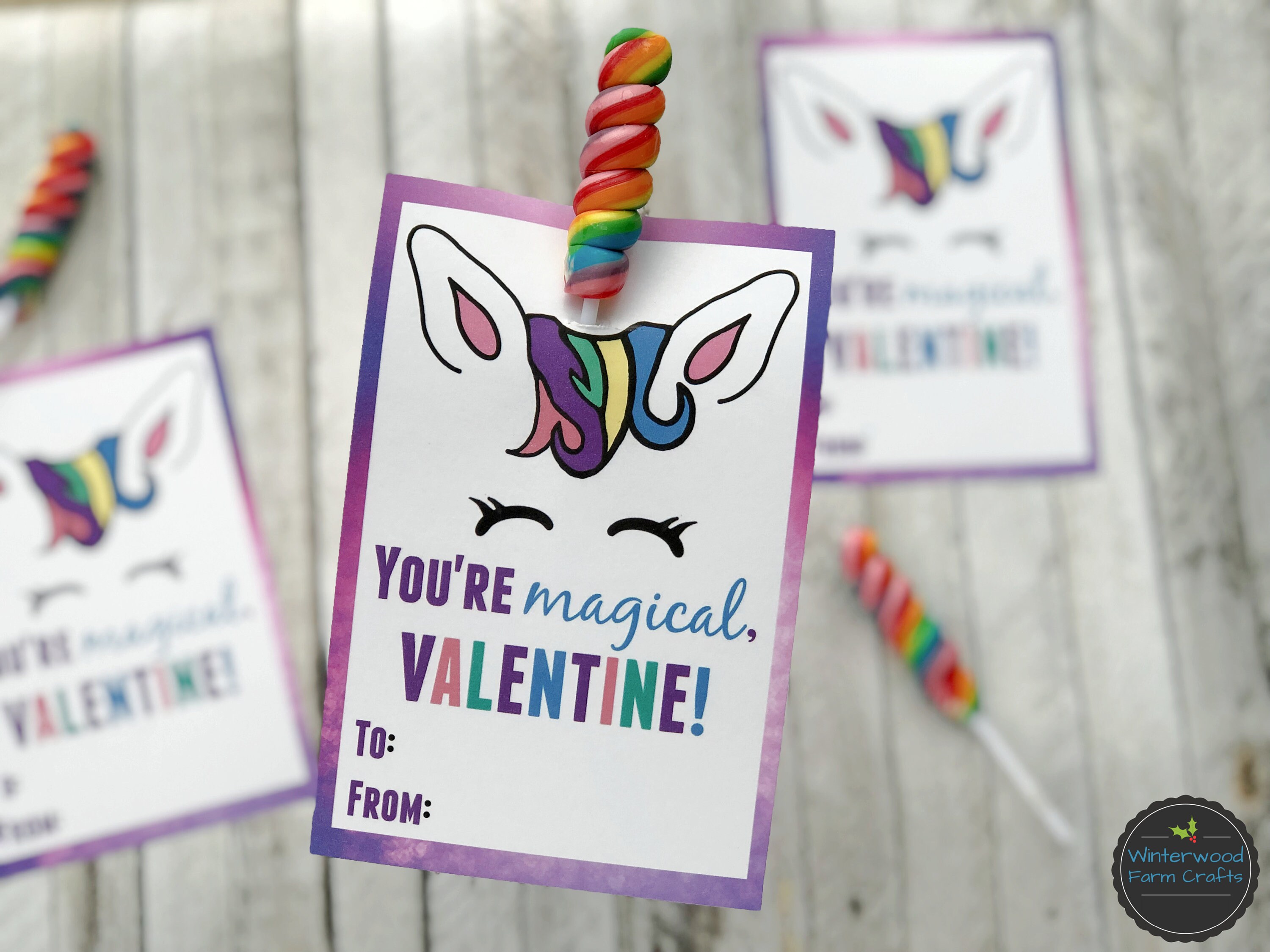Printable MAGICAL UNICORN Themed Valentines | DIY Cards | Easy Candy ...