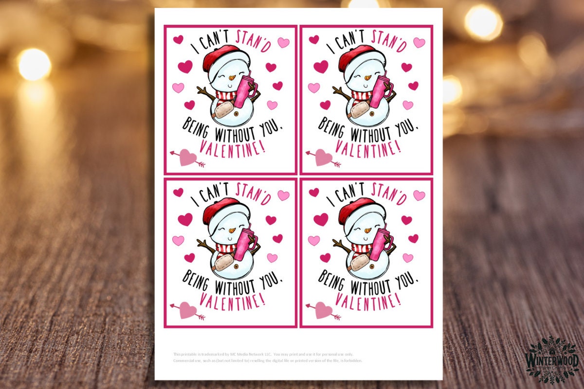 Printable Preppy Tumbler Valentine Card Trendy DIY Valentine Cards ...