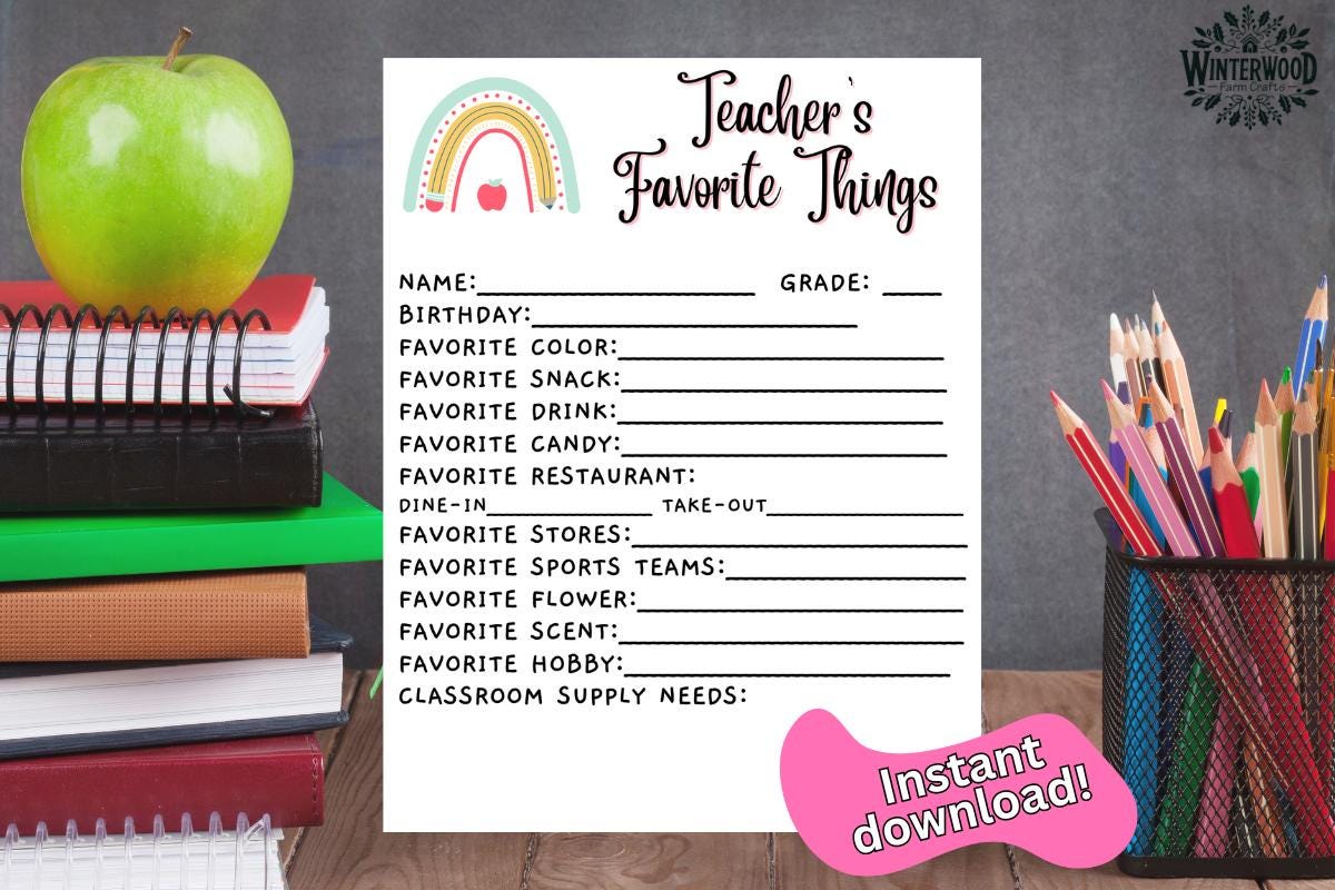 Printable "teacher's Favorite Things" Survey | Perfect for PTA Groups ...