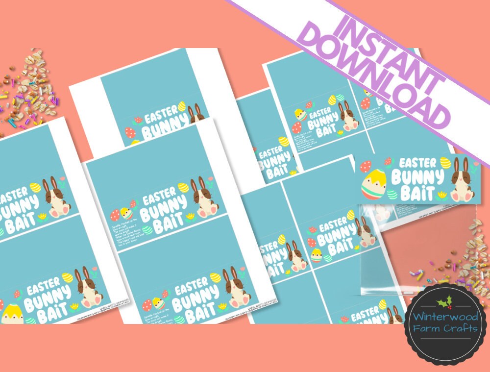 EASTER BUNNY BAIT Printable Bag Topper Tags | Easter Basket Holiday ...