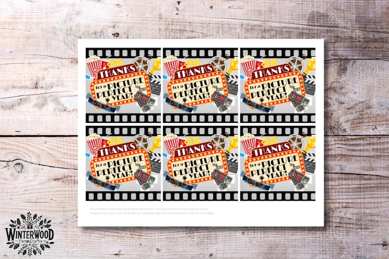 Printable "thanks for a Picture Perfect Year!" Gift Tags | Film Movie ...