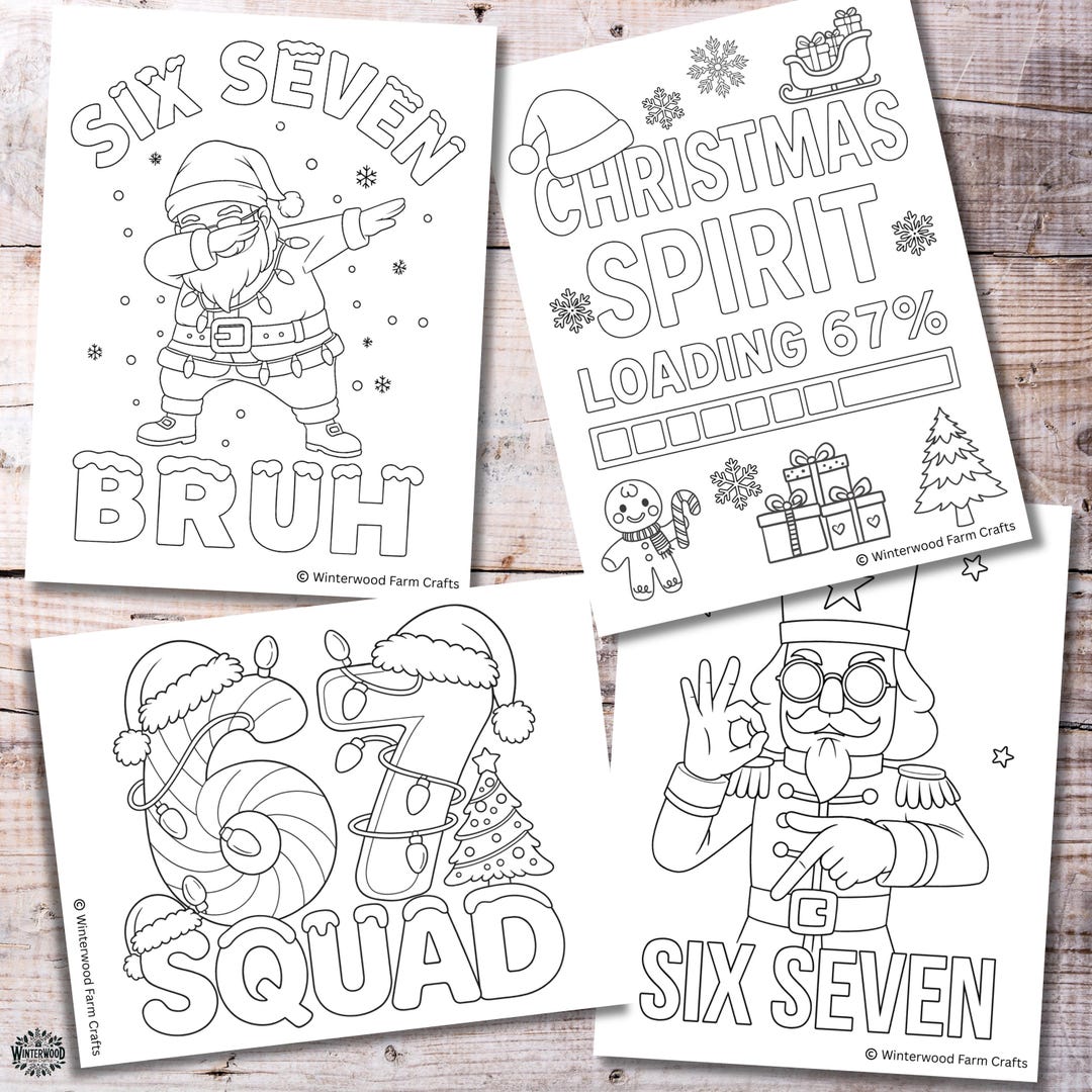 67 Christmas Coloring Pages Printable Pack | Six Seven Bruh Santa | 67 ...