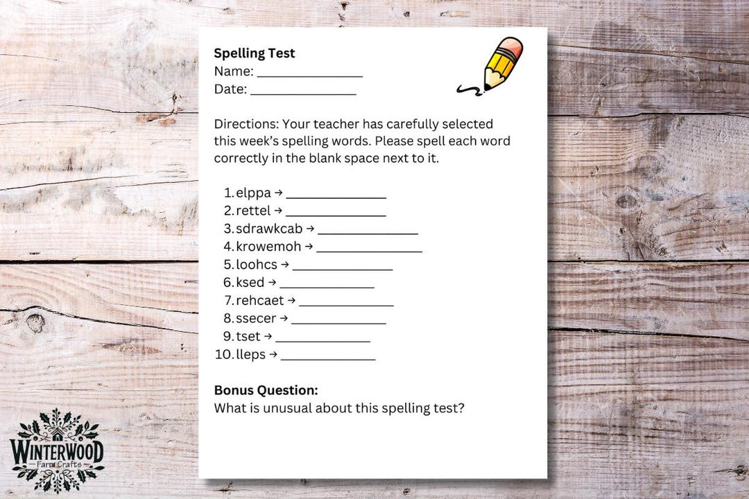 April Fools Backwards Spelling Test | Funny Printable Prank for ...