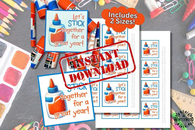 Printable Back-to-school Glue-themed Gift Tags Punny Teacher & Student ...