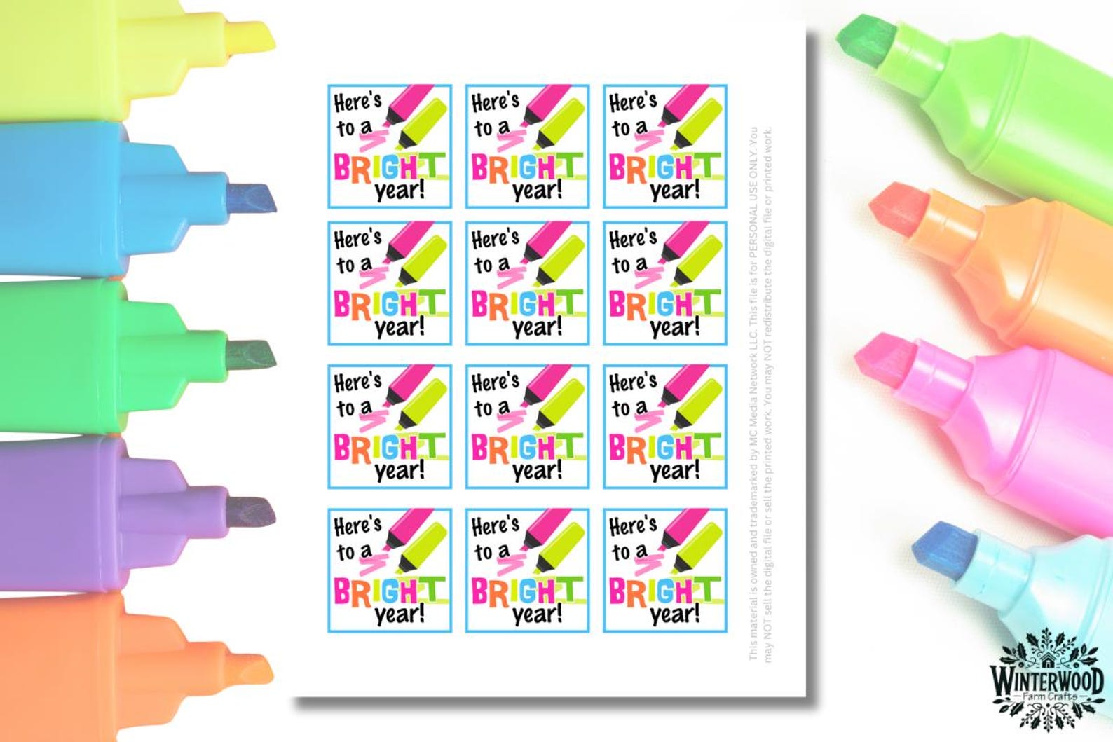Printable Back-to-school Highlighter-themed Gift Tags | "here’s to a ...