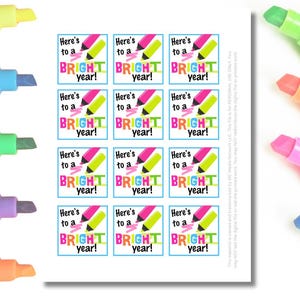 Printable Back-to-school Highlighter-themed Gift Tags | "here’s to a ...