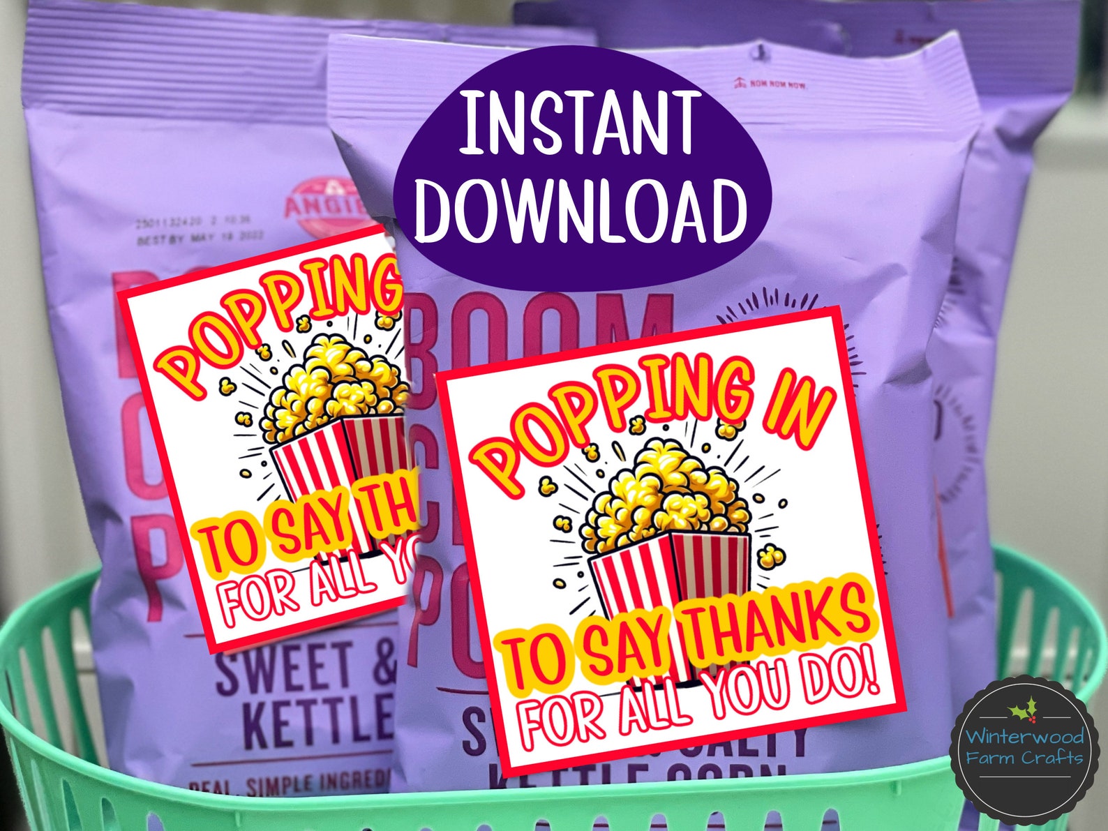Generic POPCORN Themed PRINTABLE Gift Tag Faculty Staff Appreciation ...