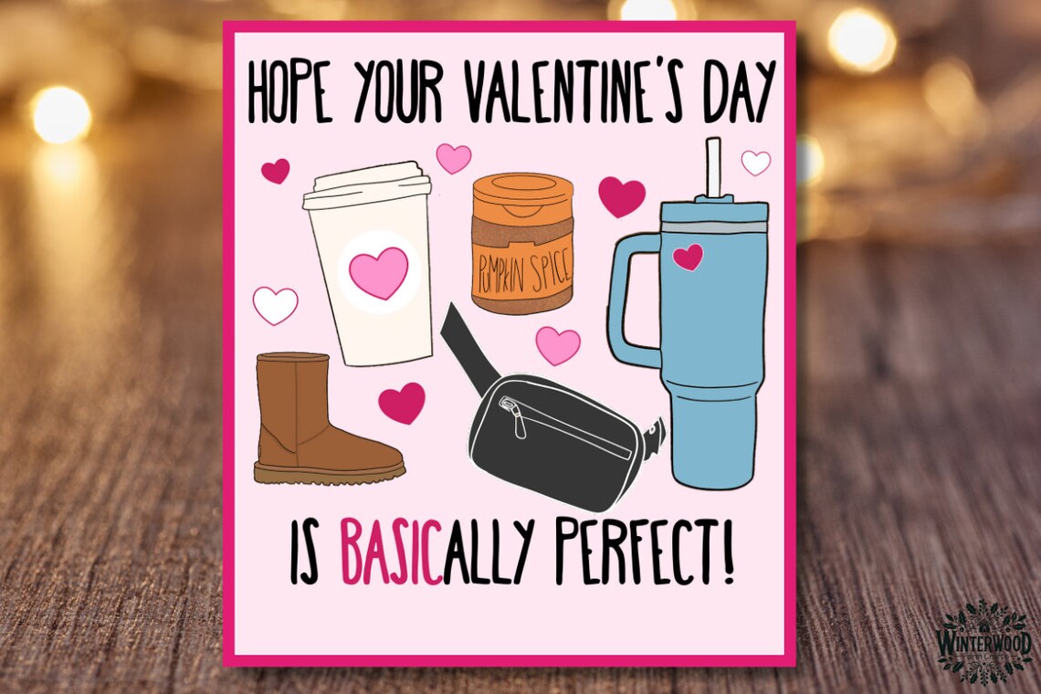 Printable BASIC Trendy Valentine Card Preppy Diy Cards Instant Download ...