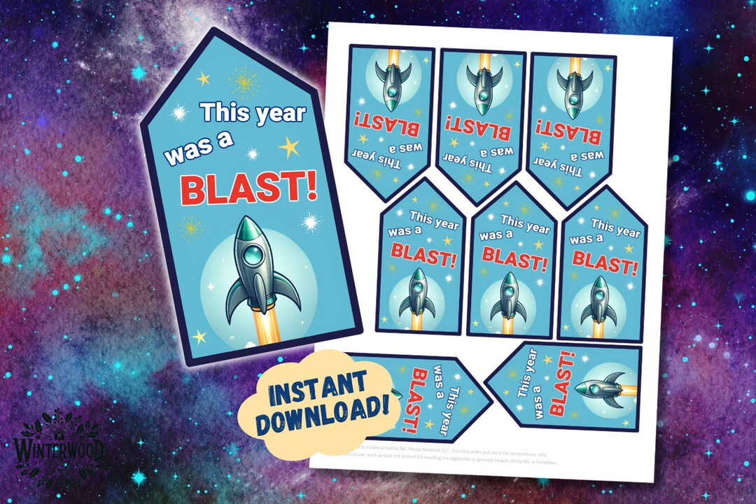 This Year Was a Blast Space Rocket Ship PRINTABLE Gift Tag | Teacher ...