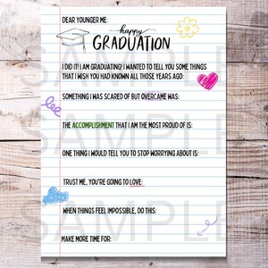 Dear Younger Me – Senior Letter Printable | Graduation Reflection ...