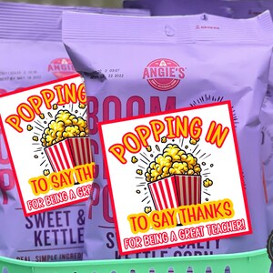 Teacher POPCORN Themed PRINTABLE Gift Tag | Teacher Appreciation ...