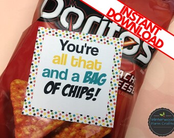 PRINTABLE Valentine You're All That and a Bag of CHIPS - Etsy