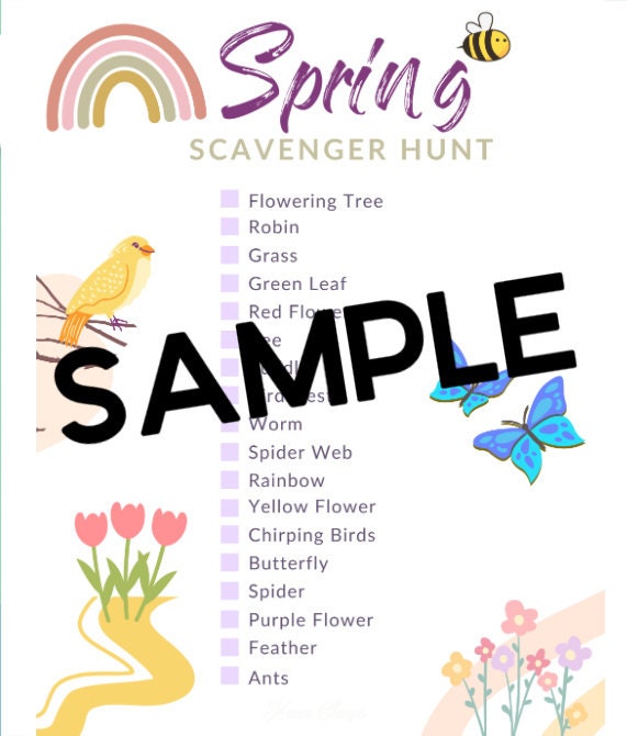 Printable SPRING Themed SCAVENGER Hunt Easter Activity Game School ...