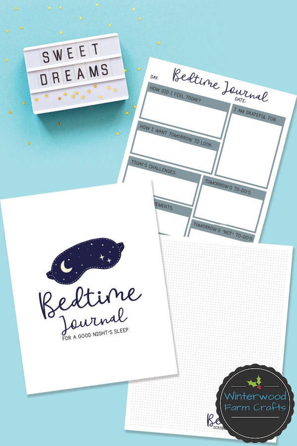 Printable BEDTIME JOURNAL Pack Sleep Journal Page Doodle Page Print ...