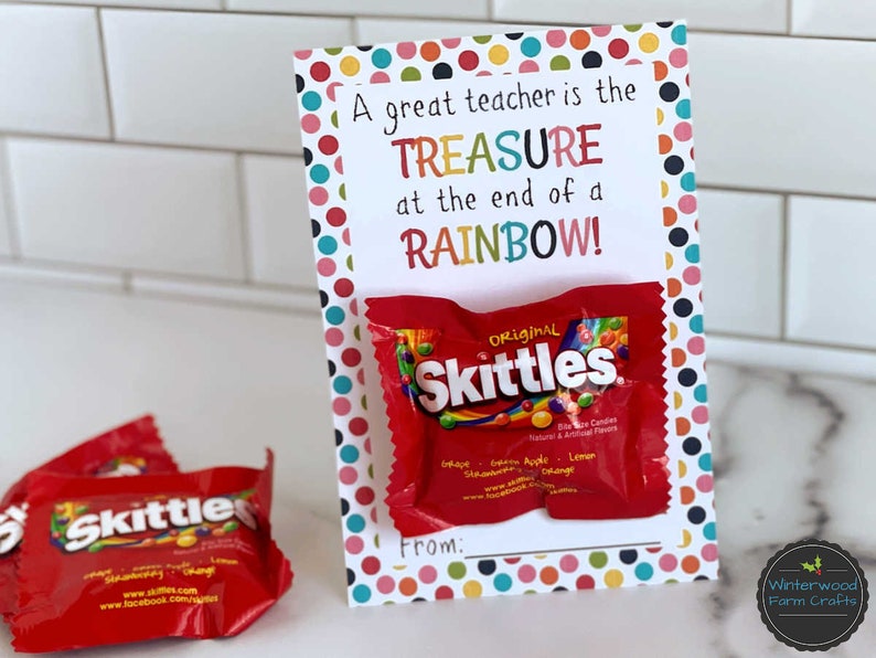 Printable Skittles Themed TEACHER Appreciation Candy Holder Cards | DIY ...