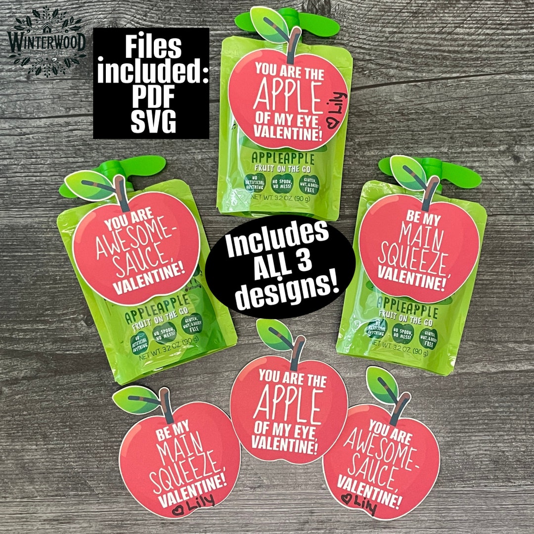 APPLESAUCE Valentine Printable Tags Cards | Funny Apple Awesome-sauce ...