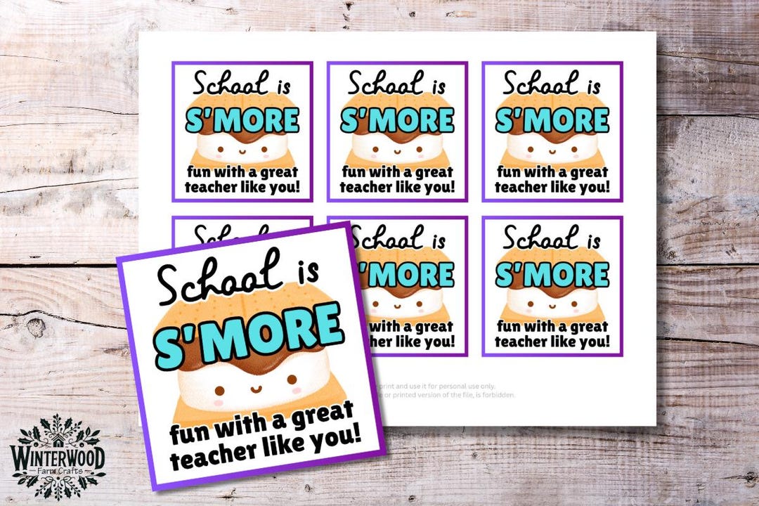 School is S’MORE Fun Printable Teacher Gift Tags | Cute Marshmallow S ...