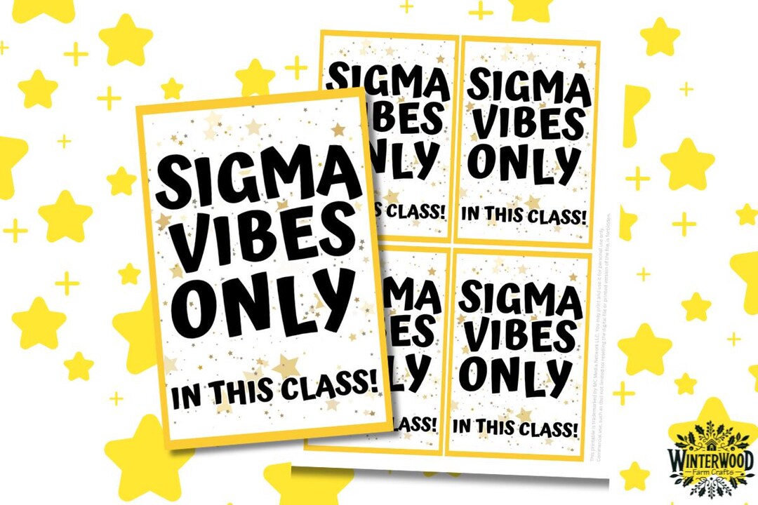 Sigma Vibes Only Printable Student Gift Tags | Classroom Teacher Staff ...