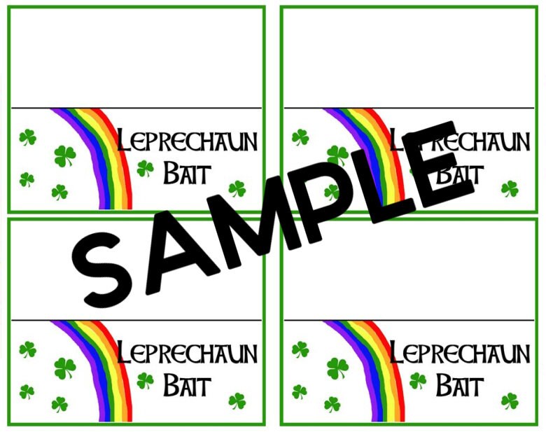 LEPRECHAUN BAIT Printable Bag Topper Tags | St Patrick's Day Party ...