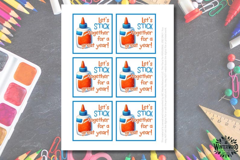 Printable Back-to-school Glue-themed Gift Tags Punny Teacher & Student ...