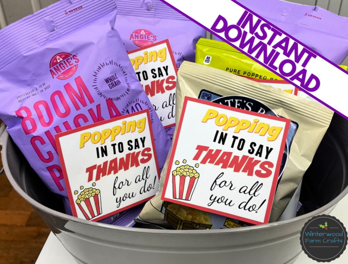 Generic POPCORN Themed PRINTABLE Gift Tag Faculty Staff - Etsy