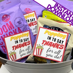 Generic POPCORN Themed PRINTABLE Gift Tag Faculty Staff - Etsy