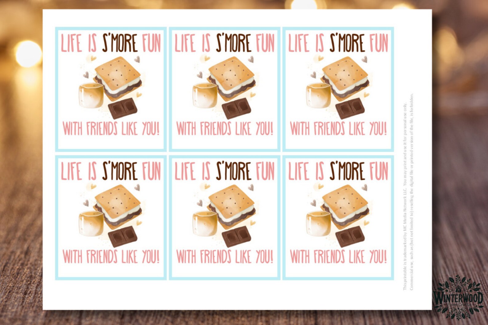 S'MORE VALENTINE Printable Cards Instant Download PDF Kid Classroom ...