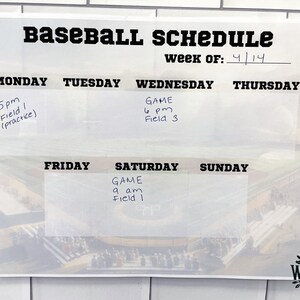 Printable BASEBALL SCHEDULE | Little League T Ball Weekly Calendar ...