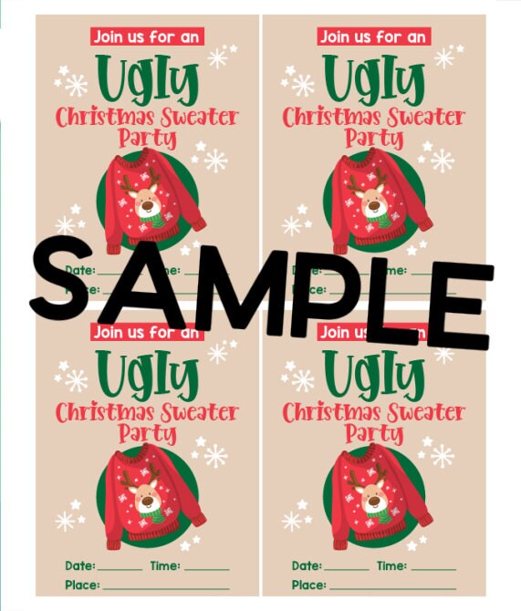 Printable UGLY SWEATER Christmas Party Pack | Invitations Awards Favors ...