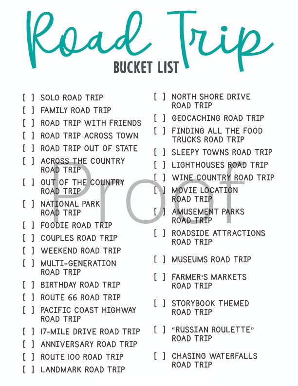 Printable ROAD TRIP PLANNER and Bucket List Bundle Instant Download ...