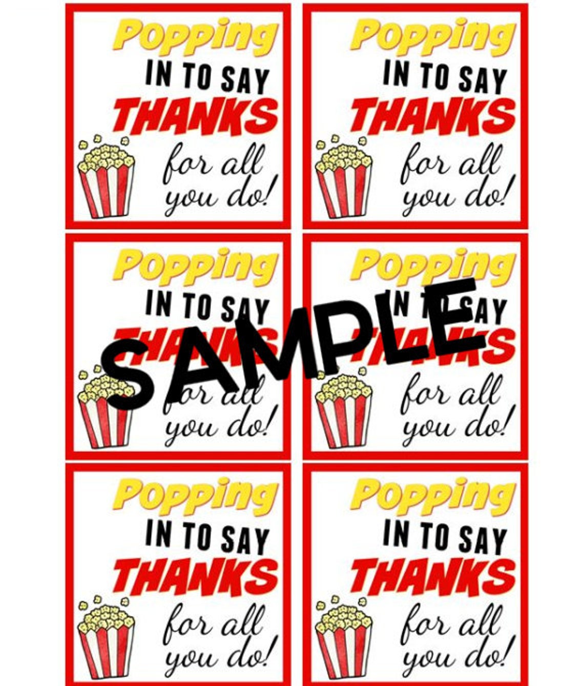 Generic POPCORN Themed PRINTABLE Gift Tag Faculty Staff - Etsy