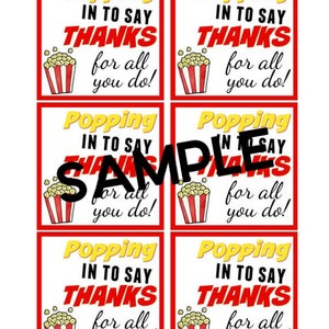 Generic POPCORN Themed PRINTABLE Gift Tag Faculty Staff - Etsy