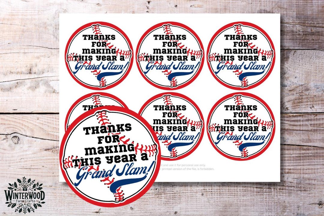 Grand Slam Printable Gift Tags Baseball Themed Thank You Tags | Teacher ...