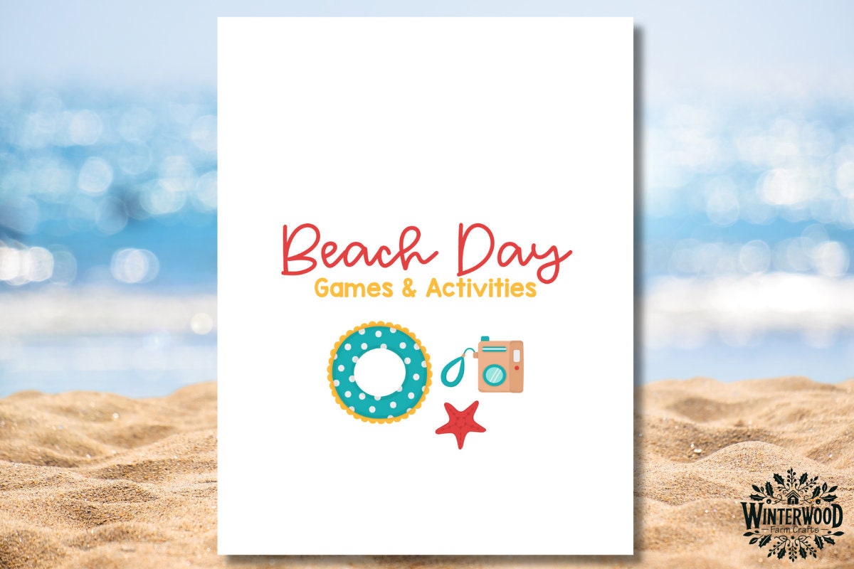 Printable BEACH Day GAMES and ACTIVITIES Pack Diy Shore Digital ...