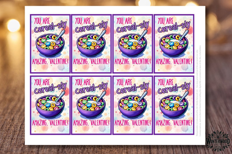 CEREAL Valentine Printable Cards | Funny Cereal-sly Pun Themed Class ...