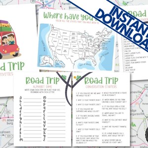 Printable ROAD TRIP ACTIVITY Pack for Kids | Instant Download | Boredom ...