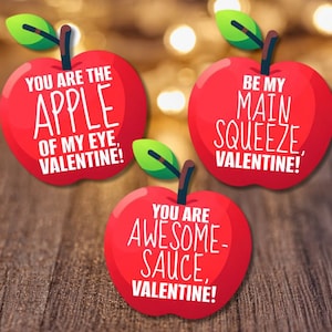 APPLESAUCE Valentine Printable Tags Cards | Funny Apple Awesome-sauce ...