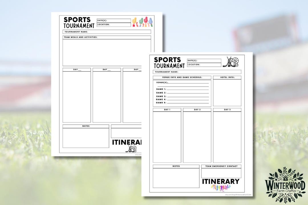 Travel Sports Team Tournament Itinerary Printable Planner Pack | Team ...