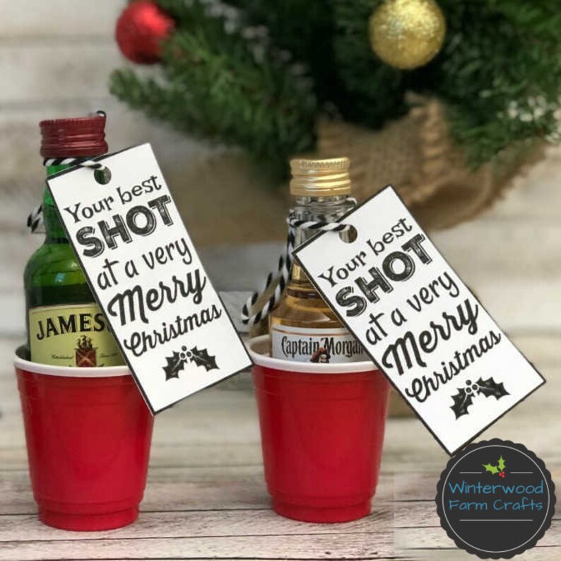 Best SHOT at a Merry Christmas | Alcohol Gift Tags | Funny Office Gift ...