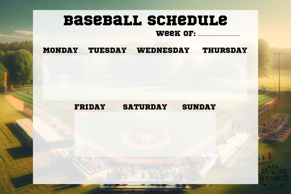 Printable BASEBALL SCHEDULE | Little League T Ball Weekly Calendar ...