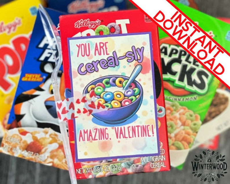 CEREAL Valentine Printable Cards | Funny Cereal-sly Pun Themed Class ...
